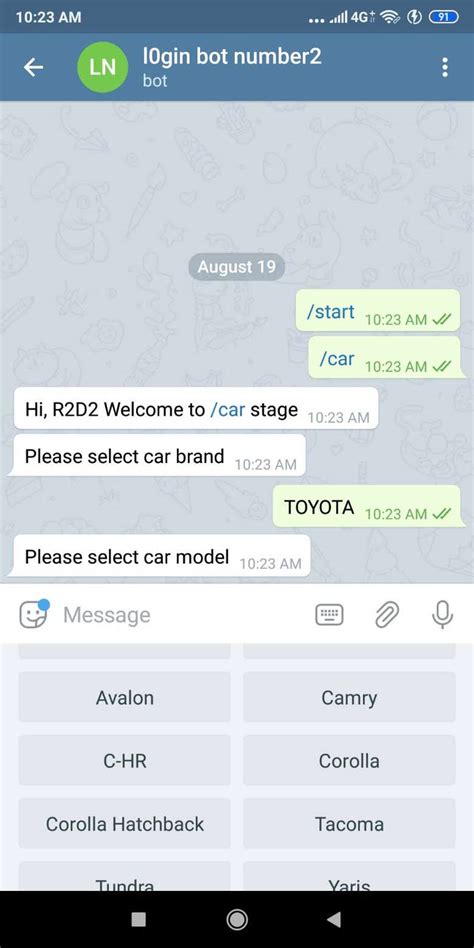 telegram bot conversation with api database query freelancer