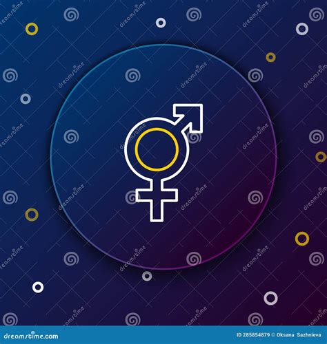 Line Gender Icon Isolated On Blue Background Symbols Of Men And Women Sex Symbol Colorful