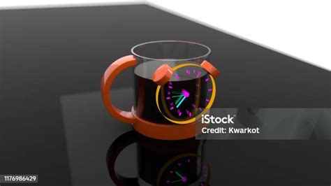 커피 컵 대 알람 시계 하이브리드 개념 3d 렌더링 0명에 대한 스톡 사진 및 기타 이미지 0명 3차원 형태 갈색 Istock