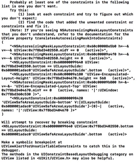 Ios Ambiguous Auto Layout Constraints Programmatically Added