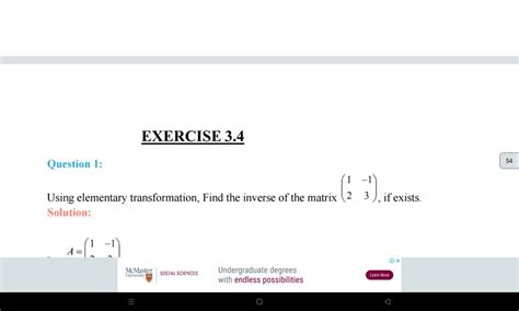 Using Elementary Transformation Find The Inverse Of The Matrix 12 −13