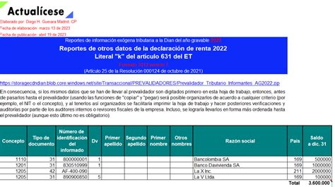 Formatos 1011 1012 y 2275 de exógena 2022 Actualícese
