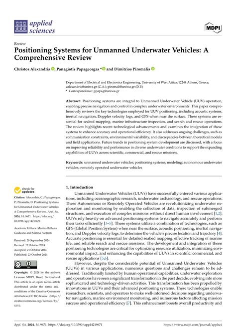 Pdf Positioning Systems For Unmanned Underwater Vehicles A Comprehensive Review