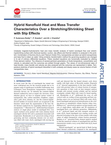 Pdf Hybrid Nanofluid Heat And Mass Transfer Characteristics Over A