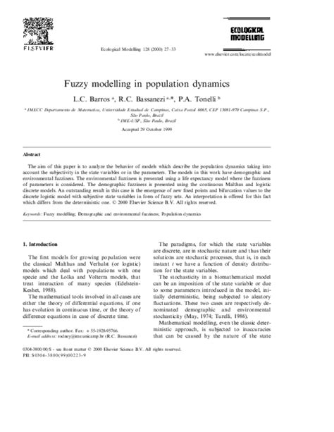 Pdf Fuzzy Modelling In Population Dynamics