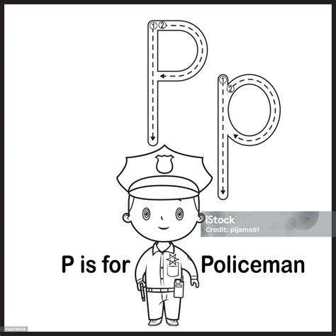 플래시 카드 문자 P는 경찰관 벡터 일러스트레이션입니다 알파벳 P에 대한 스톡 벡터 아트 및 기타 이미지 알파벳 P 경찰관 경찰서 Istock