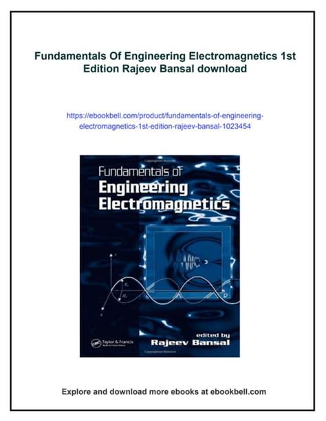 Fundamentals Of Engineering Electromagnetics 1st Edition Rajeev Bansal Pdf