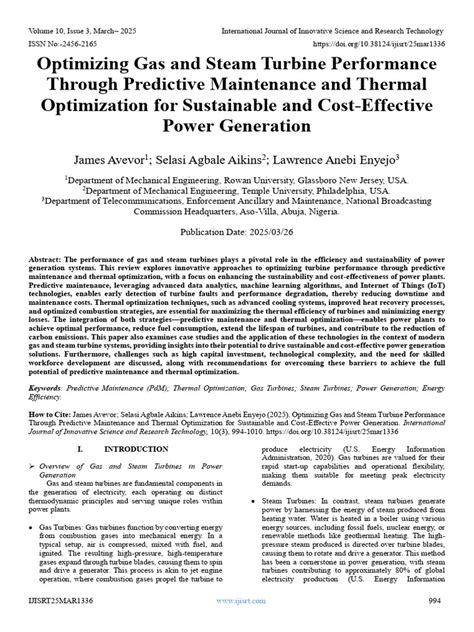Optimizing Gas And Steam Turbine Performance Through Predictive Maintenance And Thermal