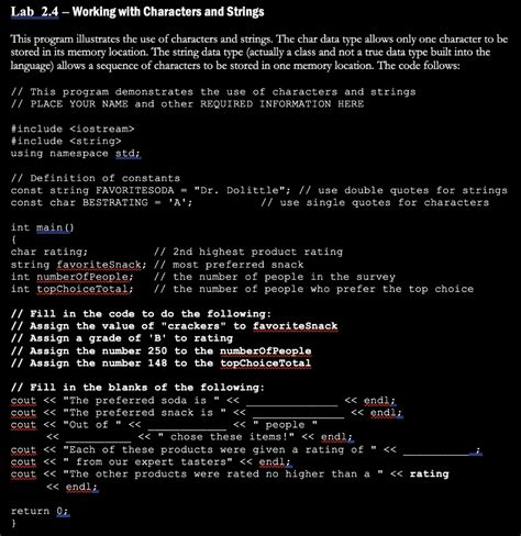Solved Lab Working With Characters And Strings This Chegg