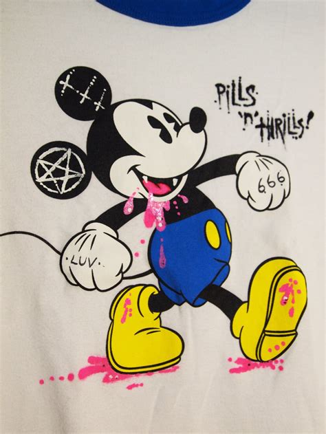 Pillsnthrills Satanic Mickey Mouse Drug Shirt 90s