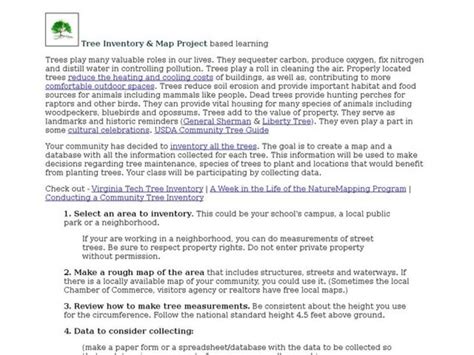 Tree Inventory And Map Project Interactive For 5th 8th Grade Lesson