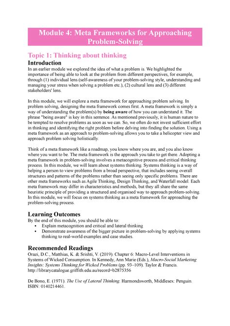 Module 4 Meta Frameworks For Approaching Problem Solving Module 4