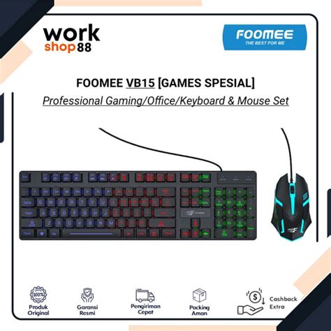 New Foomee Vb15 Game Keyboard Mouse 1200 Dpi Set Wired Backlight Rgb