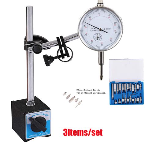3pcs Set Dial Indicator Magnetic Base Holder Fine Grandado