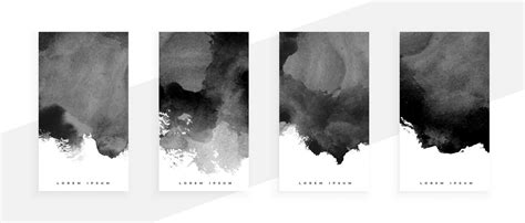 추상 검은 수채화 그런 지 배너 세트 무료 벡터