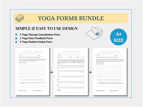 Yoga Forms Bundle A4 Size Yoga Teacher Fillable Forms Bundle Yoga