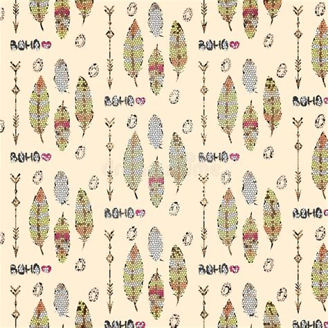 boho style feathers mosaic stained glass seamless wallpaper warm shade