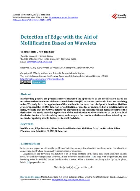 Pdf Detection Of Edge With The Aid Of Mollification Based On Wavelets
