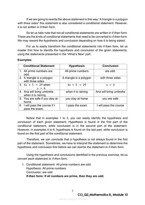 math 8 quarter 2 module 10 transforming a statement into an