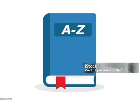 플랫 스타일의 용어집 아이콘입니다 가이드 북 백과 사전 벡터 일러스트 레이 션 고립 된 배경 Az 노트북 사인 사업 개념 검사 보기에 대한 스톡 벡터 아트 및 기타 이미지