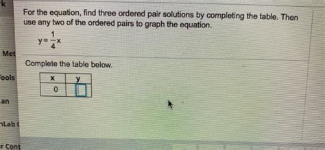 solved for the equation find three ordered pair solutions