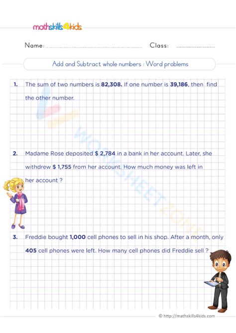 Add And Subtract Whole Numbers Worksheet
