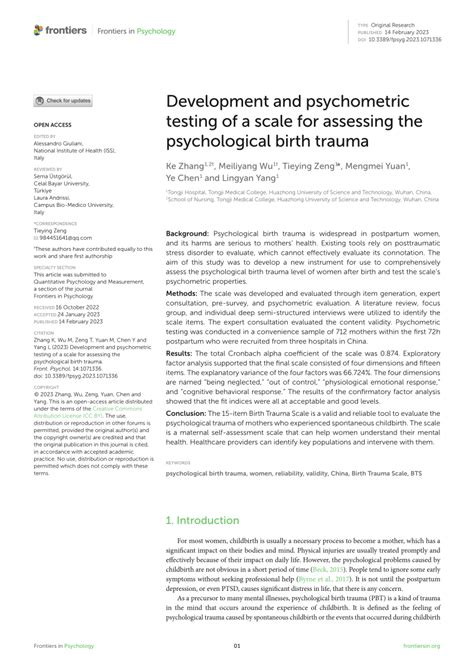 Pdf Development And Psychometric Testing Of A Scale For Assessing The