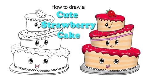 How To Draw Strawberry Layer Cake Youtube
