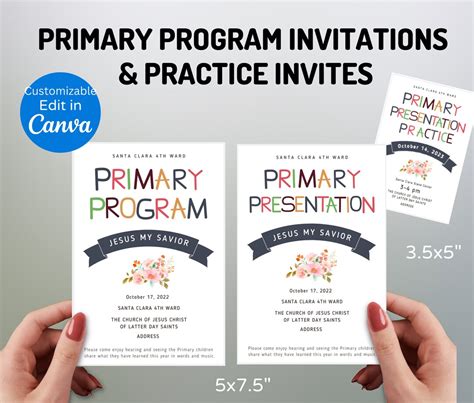 Editable Primary Program Presentation And Primary Practice Invitations