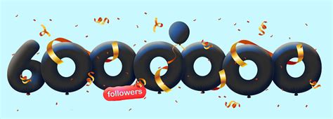6000000명의 팔로워가 있는 배너는 3d 블랙 풍선과 다채로운 색종이형태로 감사드립니다 소셜 미디어 6m 팔로워 감사 구독자를 축하하는 블로거 좋아요를 위한 벡터