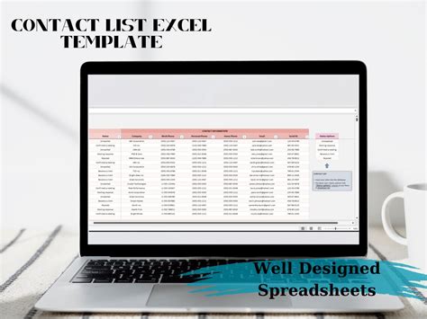 Contact List Excel Template Customer Planning Template Digital Sheet Printable Contacts Excel