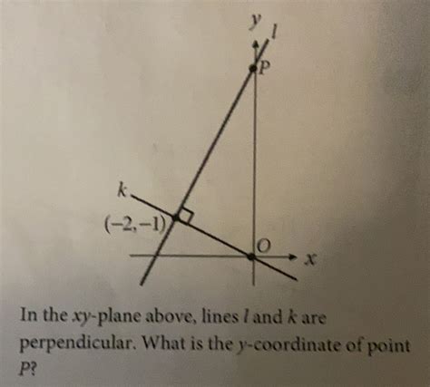 Solved In The Xy Plane Above Lines I And K Are Perpendicular What Is The Y Coordinate Of