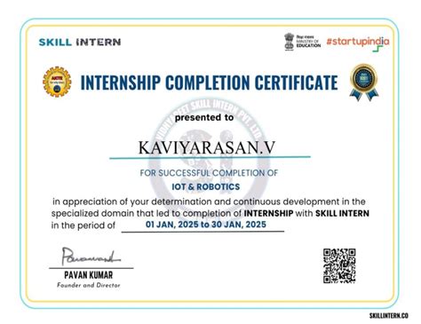 Internship Iot Robotics Skillintern Learning Technology Professionalgrowth Kaviyarasan V