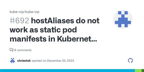 Hostaliases Do Not Work As Static Pod Manifests In Kubernetes V Issue Kube Vip Kube