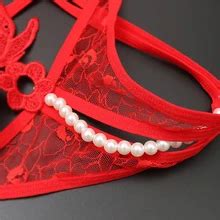 여성용 에로틱 비즈 팬티 원근법 레이스 속옷 여성용 나비 란제리 속이 빈 G 스트링 심리스 팬티