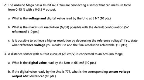 Solved Use Matlab Live Script 2 The Arduino Mega Has A 10 Bit A2d