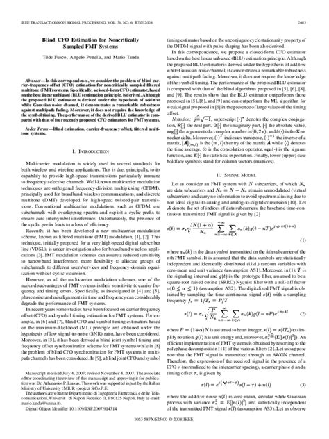 Pdf Blind Cfo Estimation For Noncritically Sampled Fmt Systems