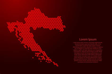 크로아티아 지도 배너 포스터 인사말 카드에 대 한 노드와 패턴 기하학적 배경을 반복 하는 빨간색 삼각형에서 추상 회로도 벡터 일러스트입니다 3차원 형태에 대한 스톡 벡터