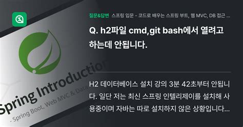 H2파일 Cmdgit Bash에서 열려고 하는데 안됩니다 인프런 커뮤니티 질문and답변