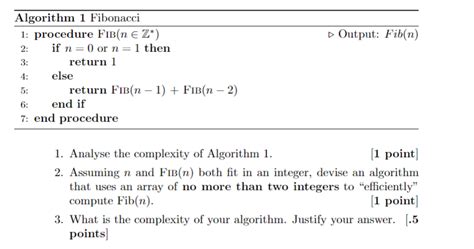 Solved Analyse The Complexity Of Algorithm 1 Assuming N Chegg