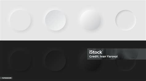 Meumorphism 스타일의 3d 원형 버튼 밝고 어두운 테마 벡터 템플릿입니다 0명에 대한 스톡 벡터 아트 및 기타 이미지 0명 3차원 형태 그림자 Istock