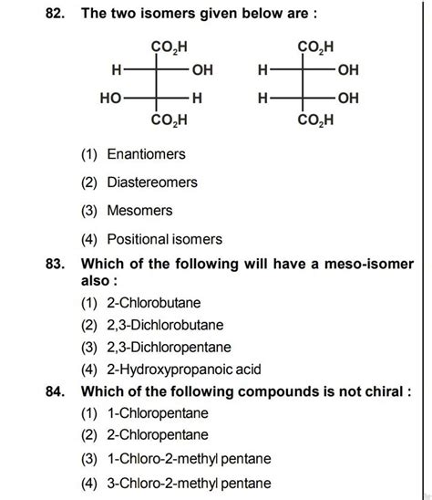 The Two Isomers Given Below Are Filo