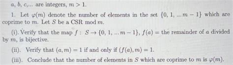 Solved a b c are integers m Let φ m denote the Chegg com