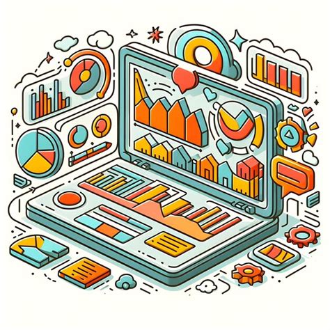 3d Flat Icon Business Dashboard Illustration With Customizable Text