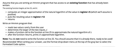 assume that you are writing an hmmm program that has