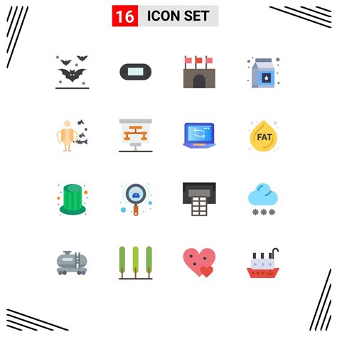 16 Universal Flat Color Signs Symbols Of Music Pack Arena Package Stadium Editable Pack Of