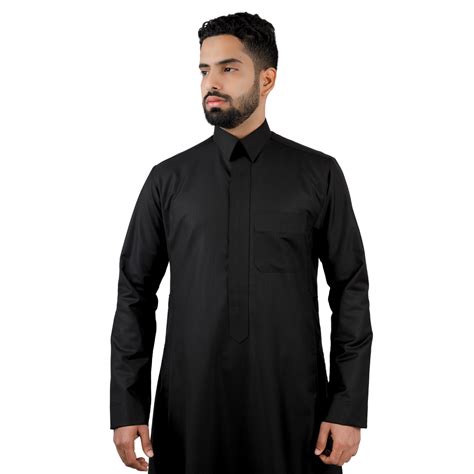 ثوب سعودي قلاب شتوي أسود