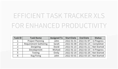 Efficient Task Tracker XLS For Enhanced Productivity Excel Template And Google Sheets File For