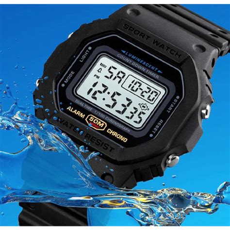 Relógio Digital Retrô Prova Dagua Feminino E Masculino Pulseira Silicone Ajustável Relógios