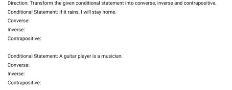 Direction Transform The Given Conditional Statement Into Converse